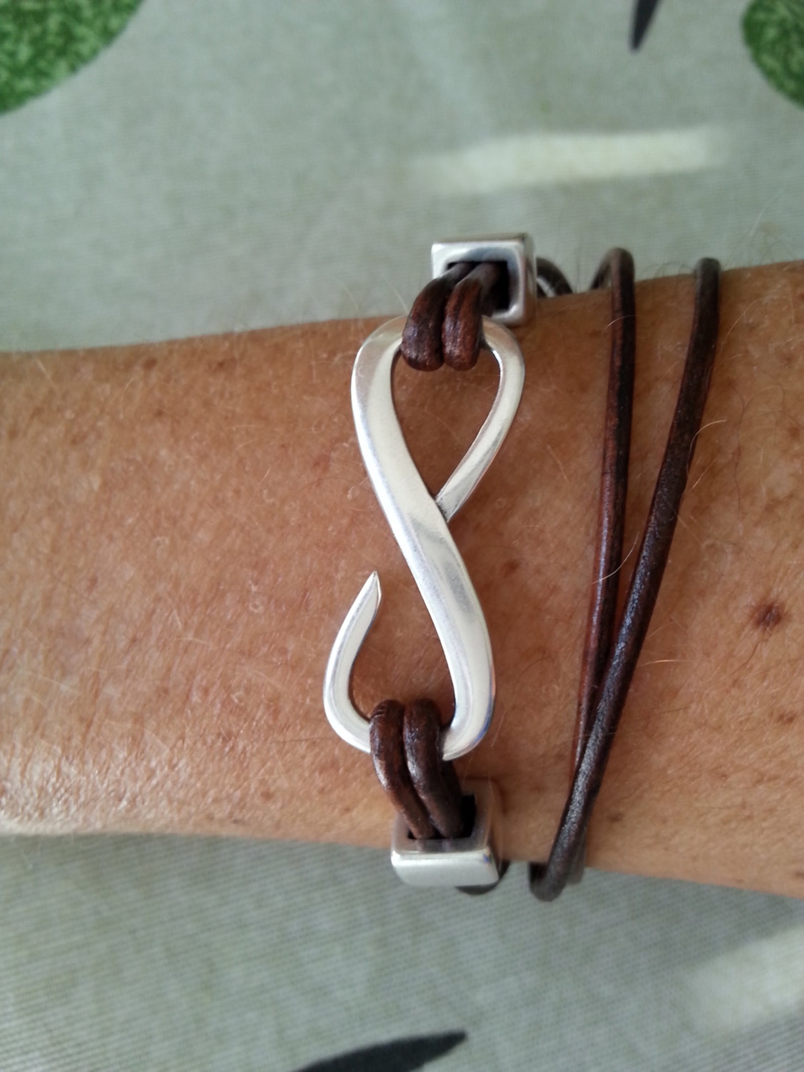 Leather Wrap Bracelet, Infinity Leather Bracelet Silver, Wrap Bracelet ...