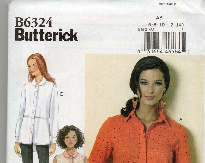 Butterick 6324 Sewing Pattern to Make Misses' Shirts, Sizes 6 8 10 12 ...
