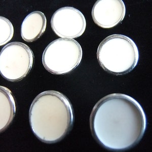 Set of 12 Ivory Buttons With Silver Edging and Backs - Etsy