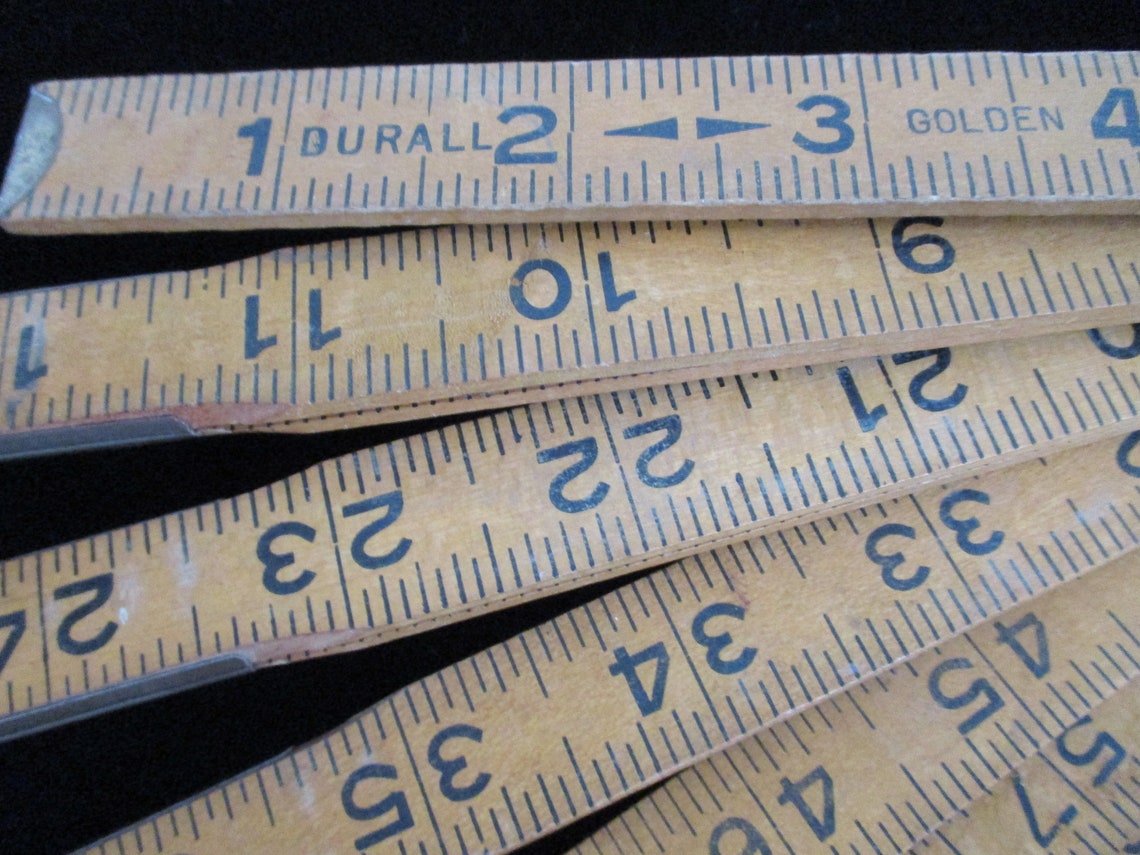 Vintage Durall Golden Rule Folding Carpenter's Ruler: 72" Brass & Wood ...