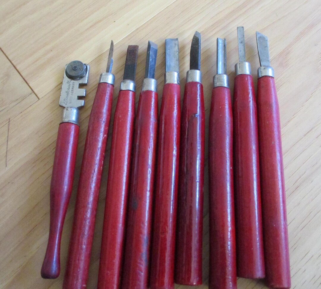 Set of 9 Small Wood Handled Hobby/model Chisels and Glass Cutter - Etsy