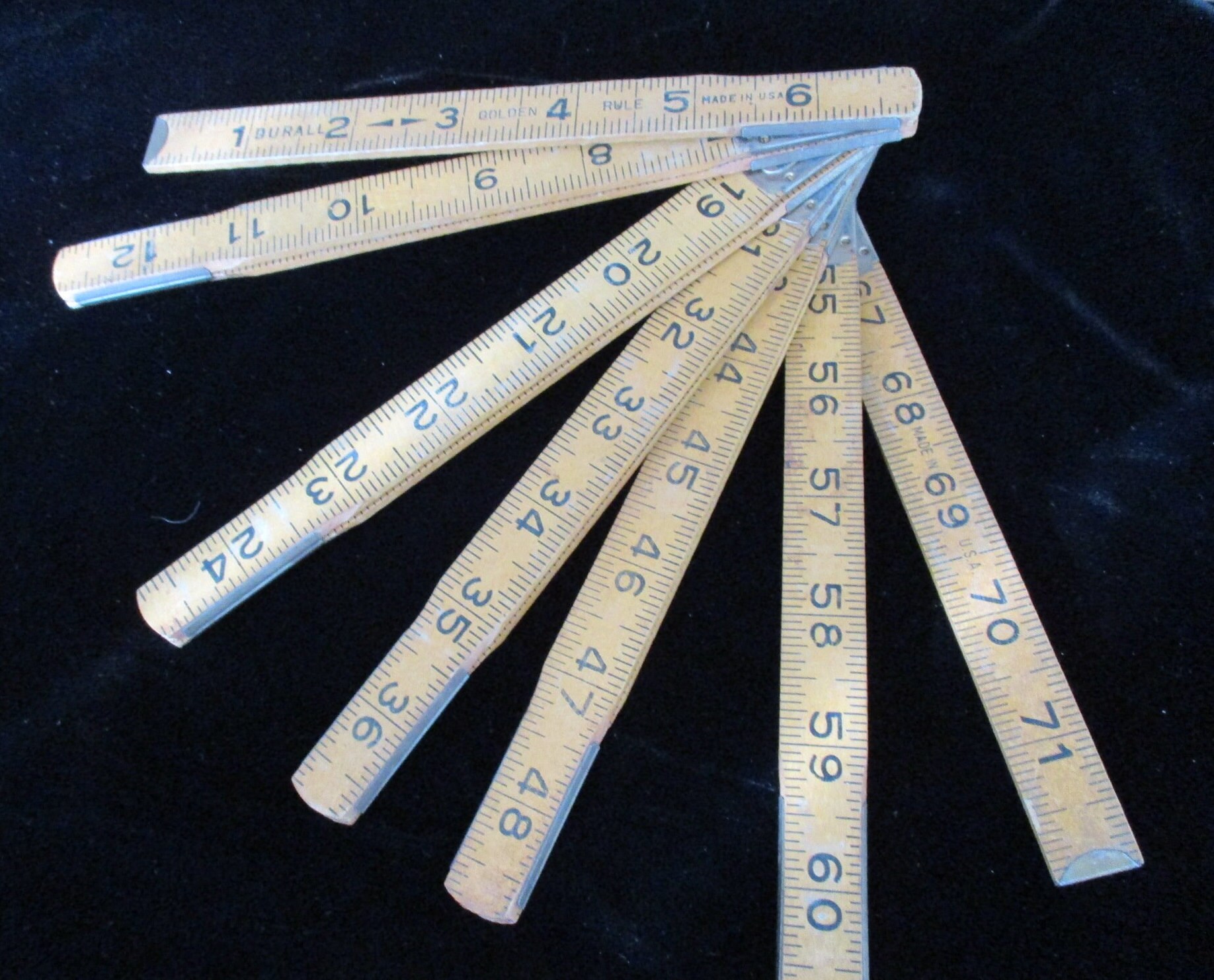 Vintage Durall Golden Rule Folding Carpenter's Ruler: 72" Brass & Wood ...