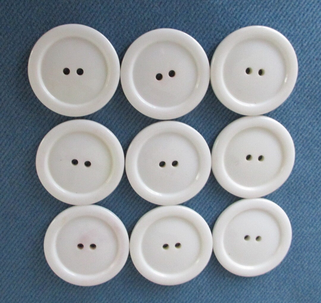 Set of 9 Large White Buttons, 2-holes, Reversible - Etsy