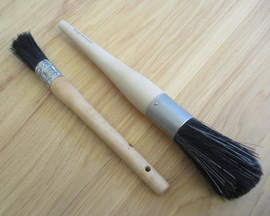 Two Large Paint or Stippling Brushes, One With Natural Bristles, One ...