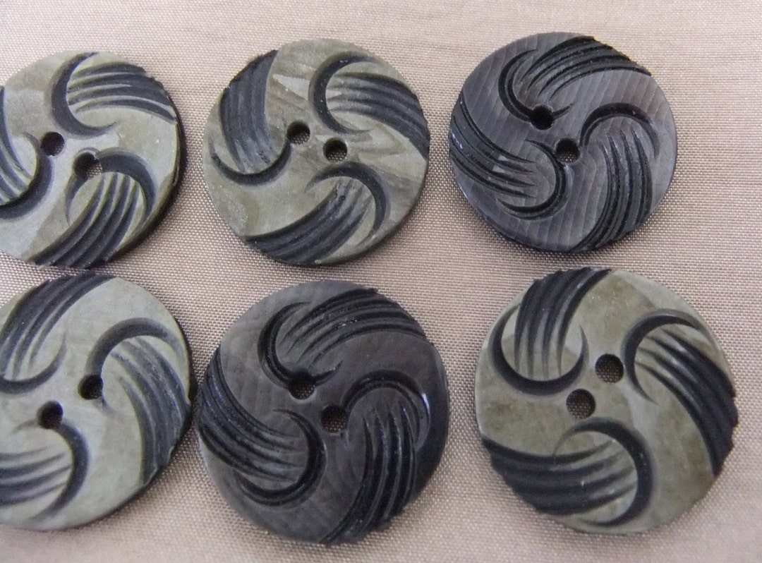 Set of 12 Celluloid Wafer Buttons, Varied Stone Colors, Swirl Design - Etsy