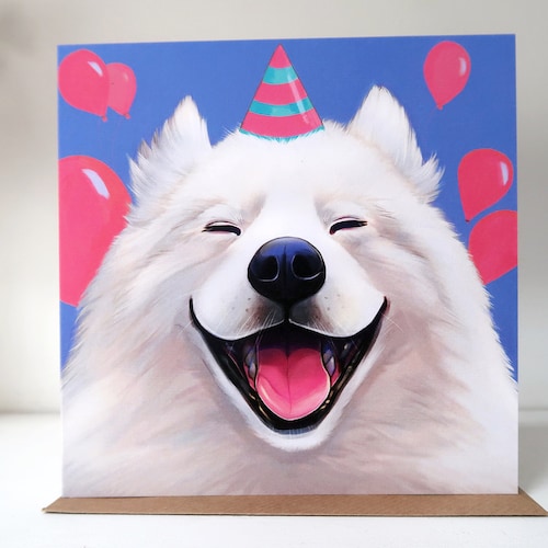 Samoyed Birthday Card/ Samoyed Dog Birthday Party/ Happy | Etsy