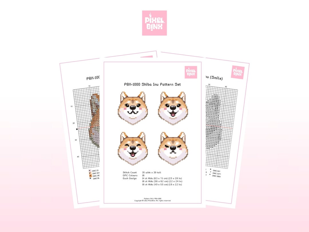 Shiba Inu (tan) Cross Stitch Pattern Bundle of 4 - Instant PDF Download ...