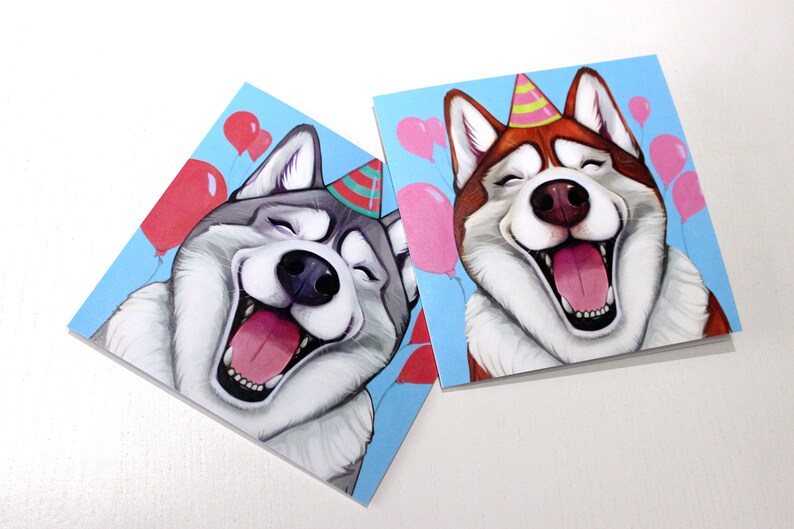 Happy Husky Birthday Card Red | Etsy