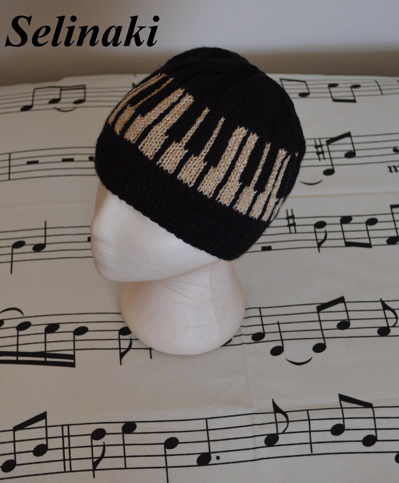 Knit Golden Piano Keyboard Knit Music Hat Beanie | Etsy