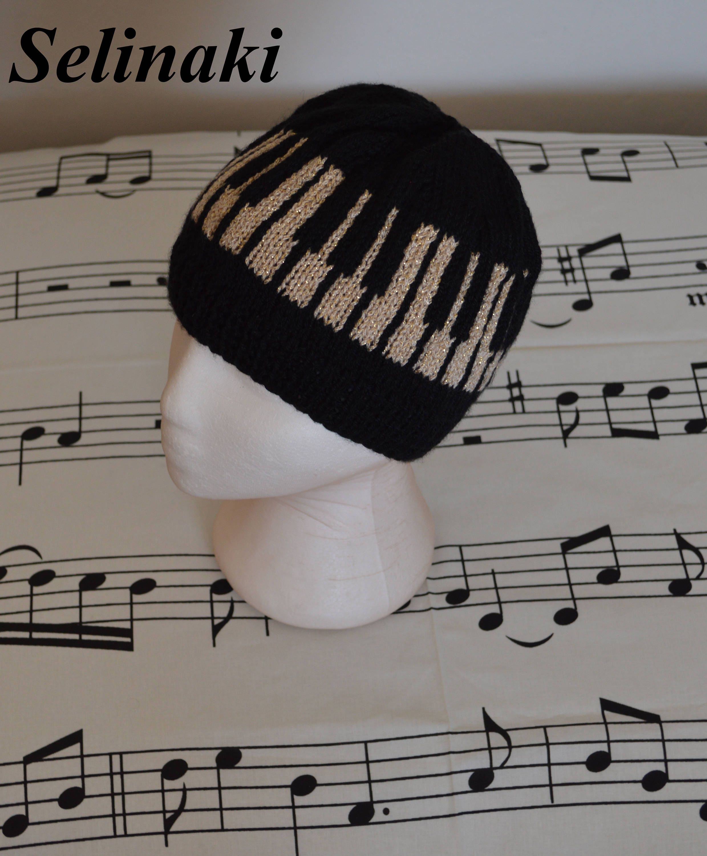 Knit Golden Piano Keyboard Knit Music Hat Beanie | Etsy