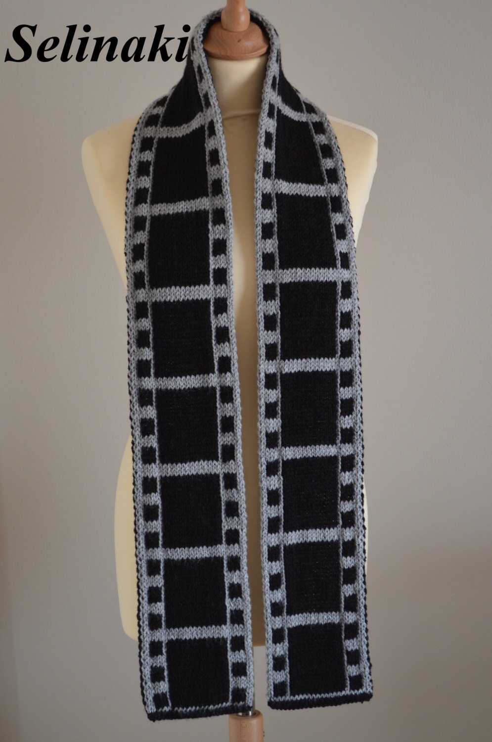 Knit Gray Filmstrip Scarf Film Roll | Etsy