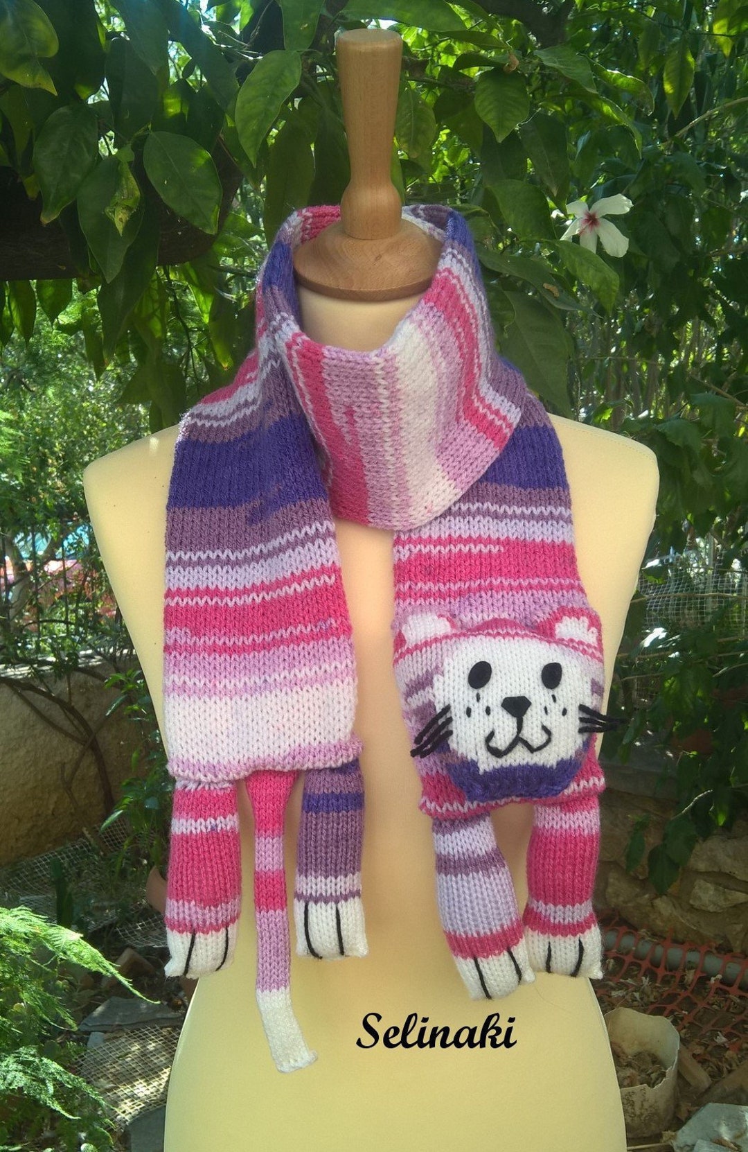 Knit Cat Scarf Multi Color Animal Scarf for Kids and Adults - Etsy