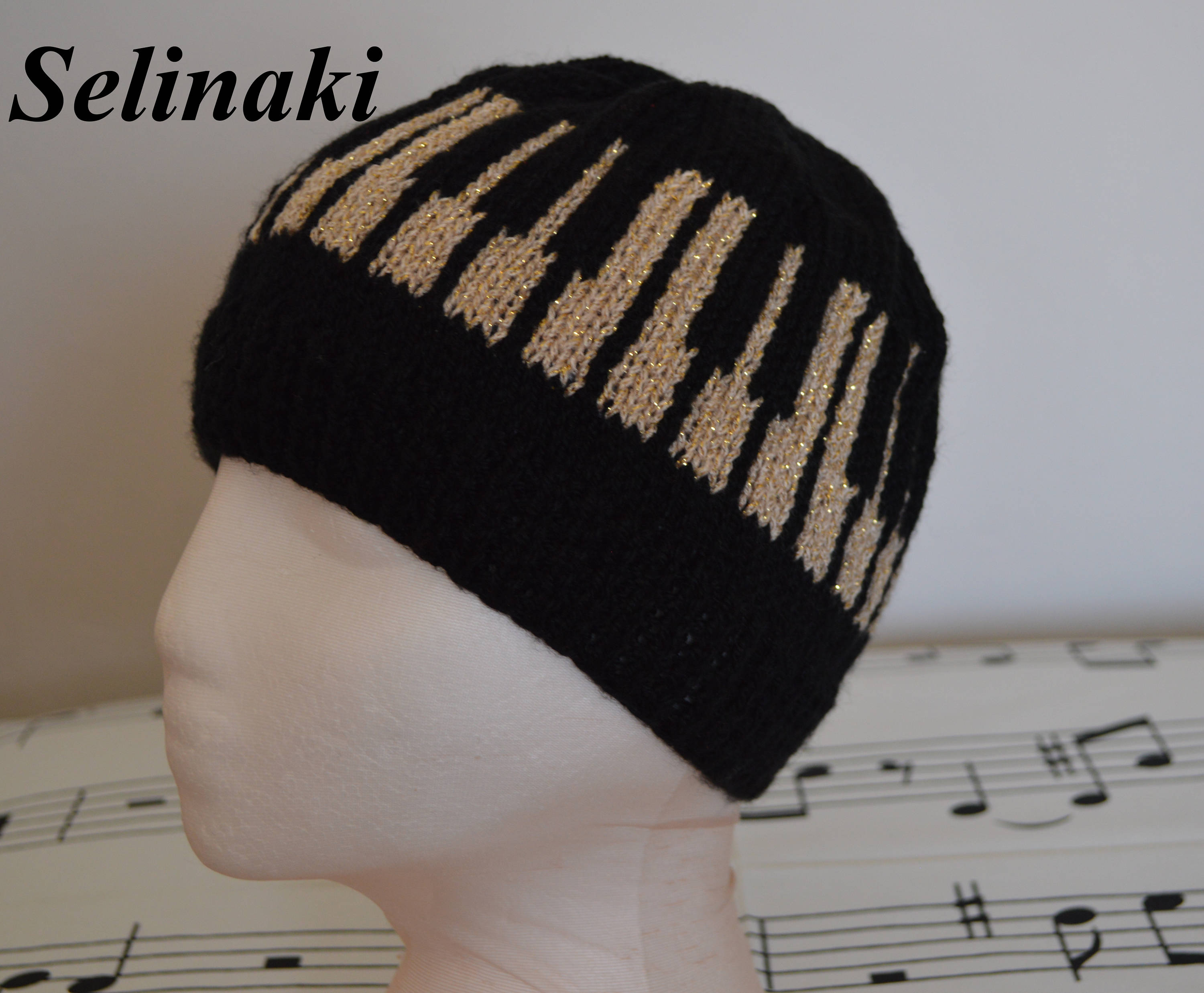 Knit Golden Piano Keyboard Knit Music Hat Beanie | Etsy