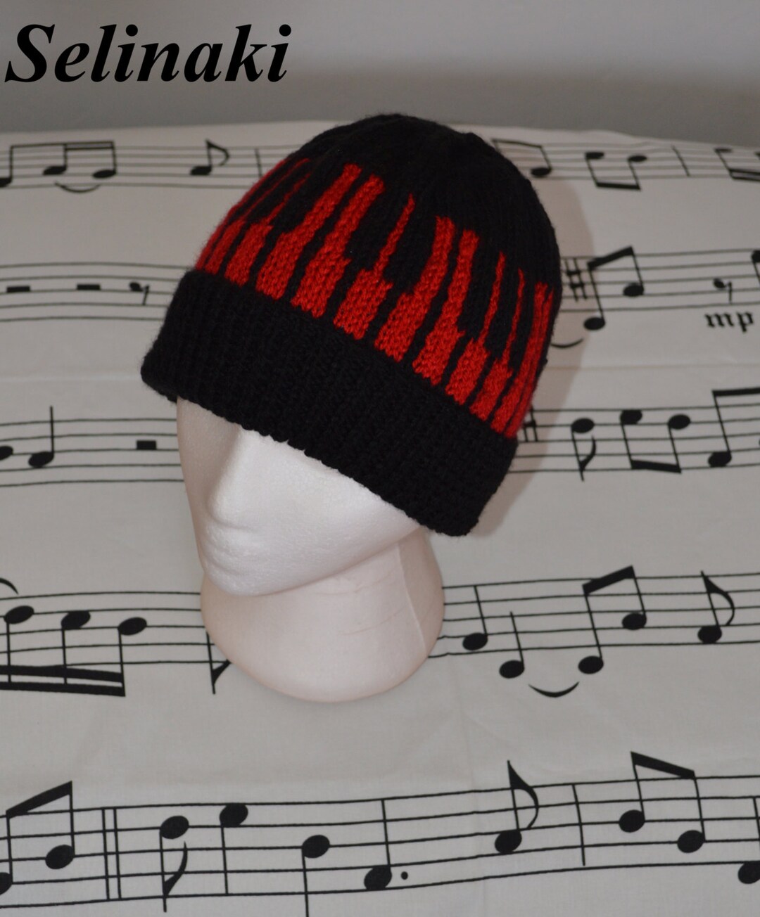 Piano Keyboard Knit Music Red Black Hat Beanie - Etsy