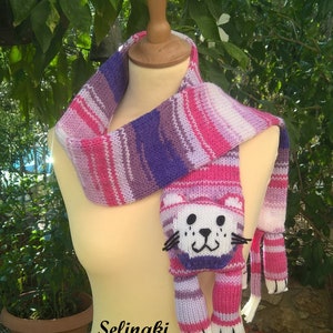 Knit Cat Scarf Multi Color Animal Scarf for Kids and Adults - Etsy