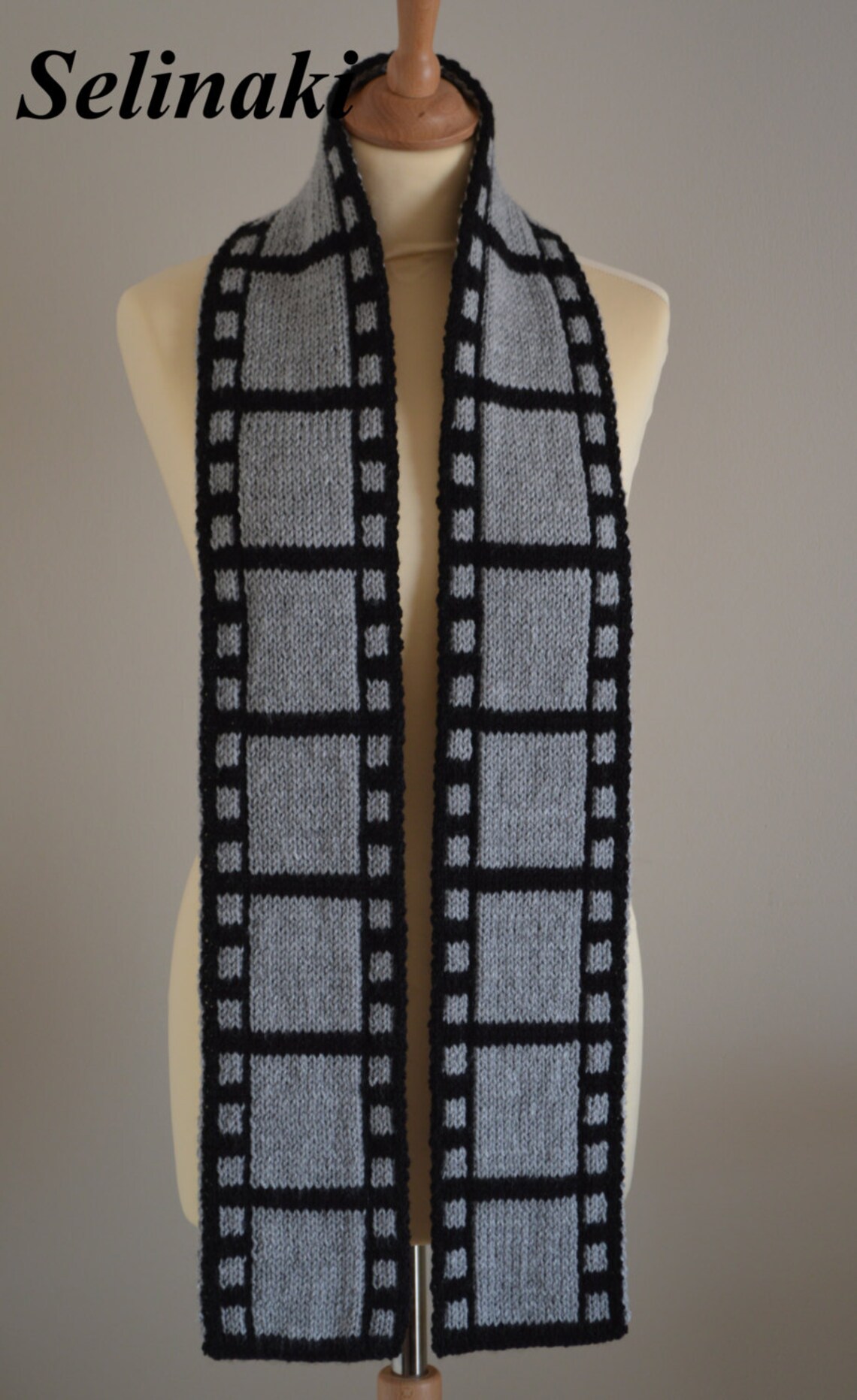 Knit Gray Filmstrip Scarf Film Roll | Etsy