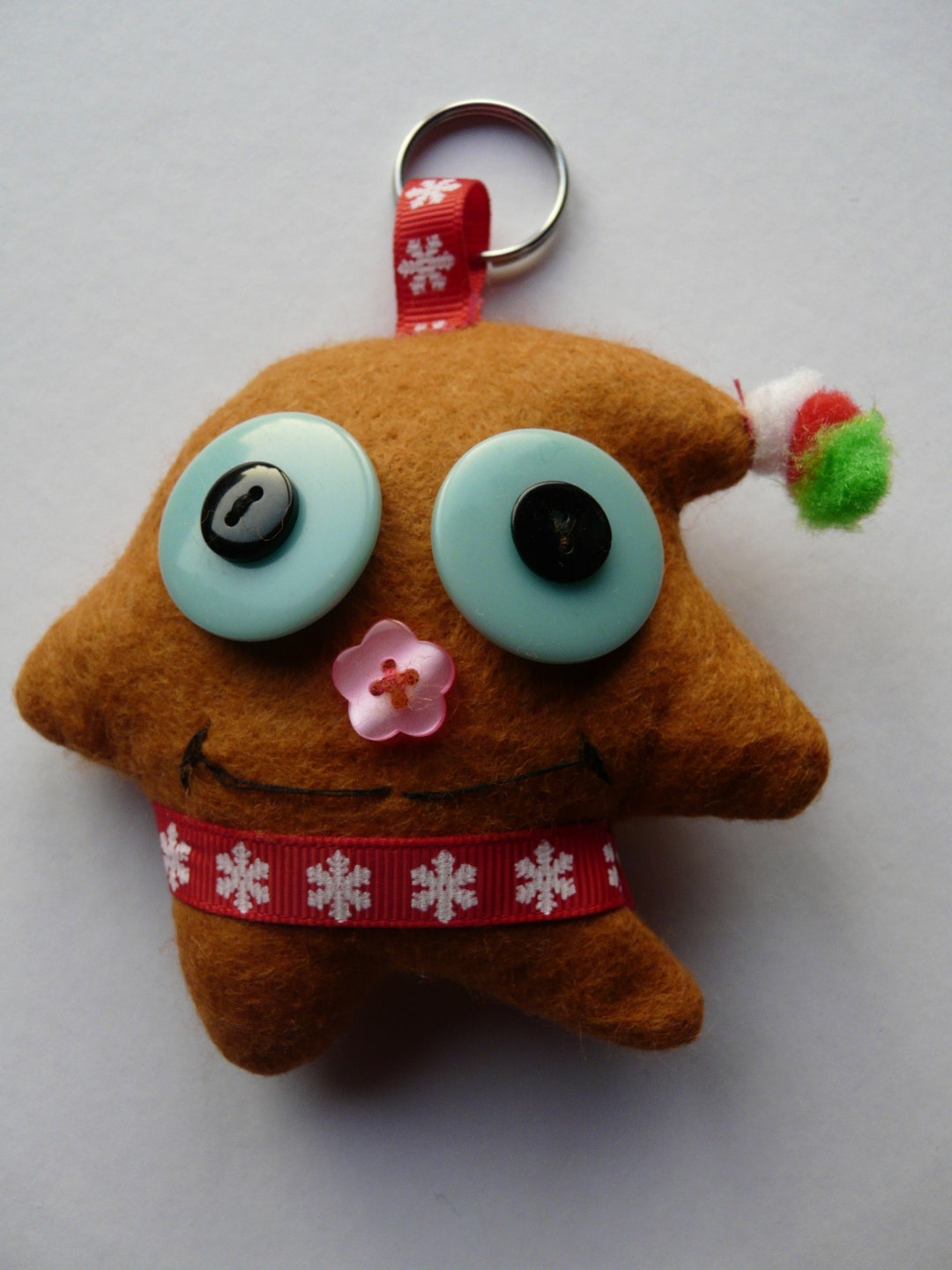 Tan Coloured Cute Boggle Eyed Felt Monster Keyring / Fob UK BASED - Etsy