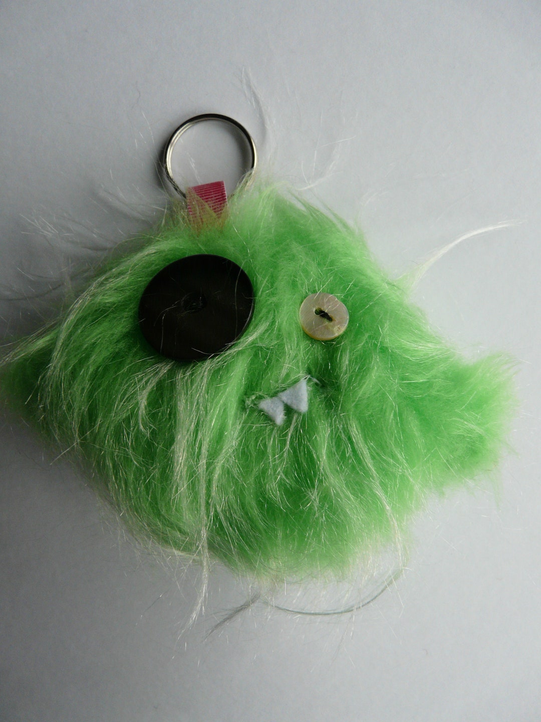 Green Furry Cute Boggle Eyed Monster Keyring / Fob UK BASED - Etsy