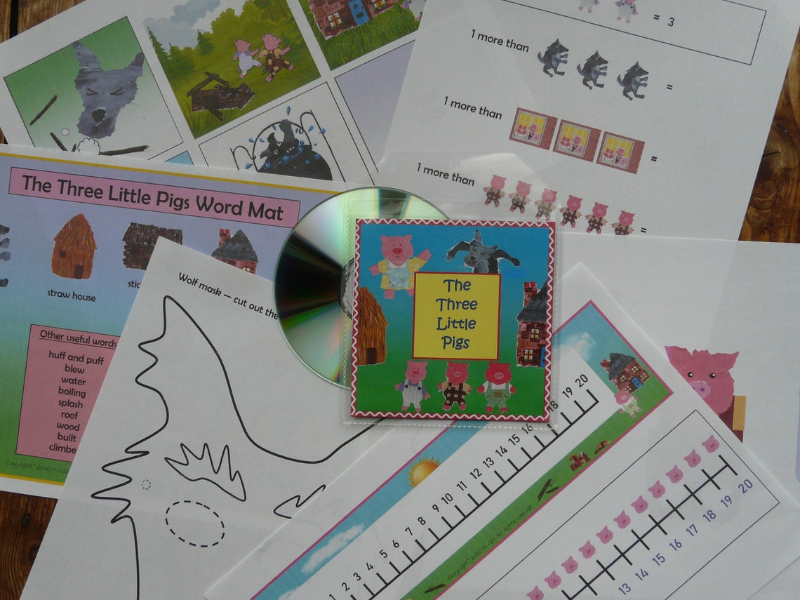 Digital File Printable Designs for the Three Little Pigs Story Teaching ...