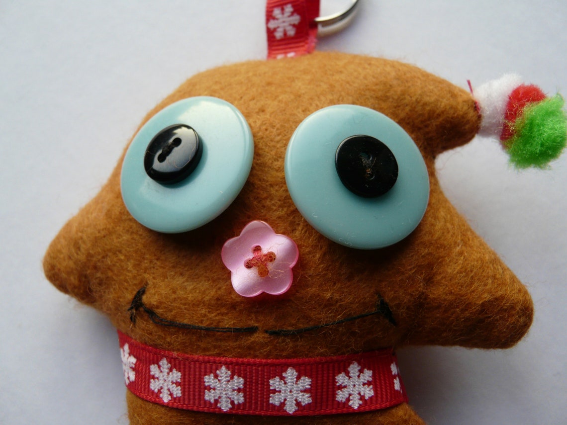 Tan Coloured Cute Boggle Eyed Felt Monster Keyring / Fob UK BASED - Etsy