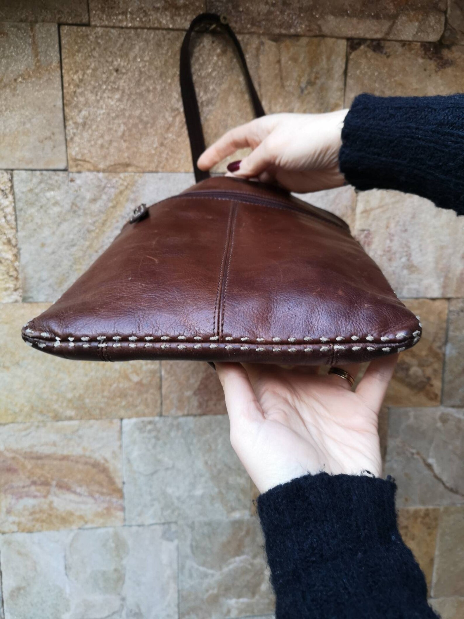 Brown Leather Bag Vintage Leather Bag Travel shoulder bag | Etsy