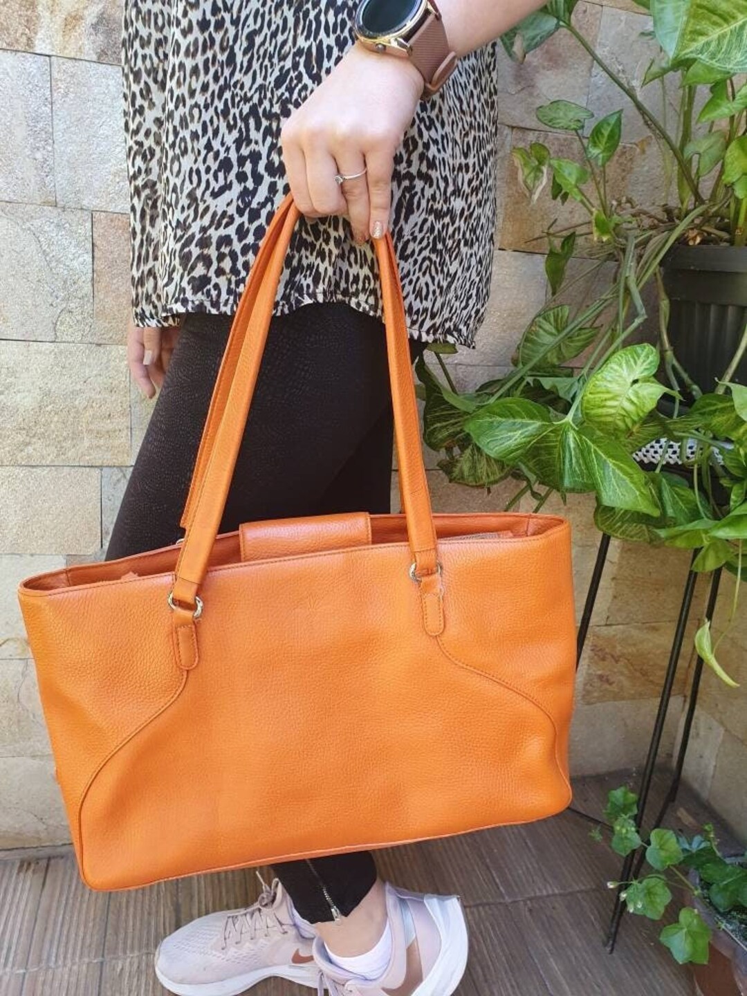 Orange Leather Tote Bag - Soft Leather Bag - Shoulder Bag - Every Day ...