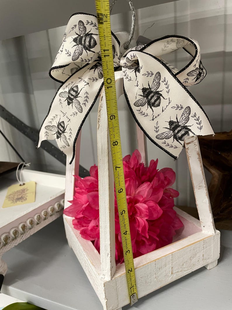 Small White Washed Open Lantern With Bee Bow - Etsy