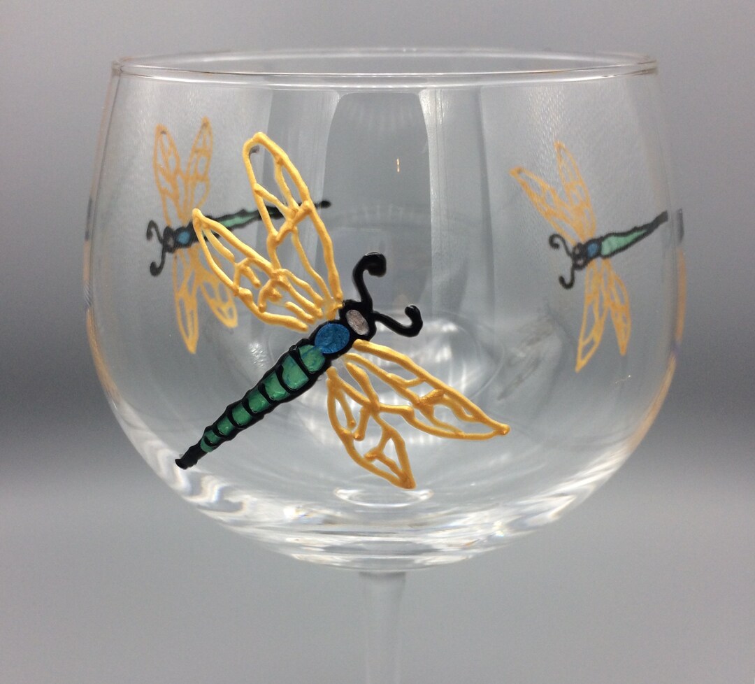 Dragonfly Gin Glass - Etsy