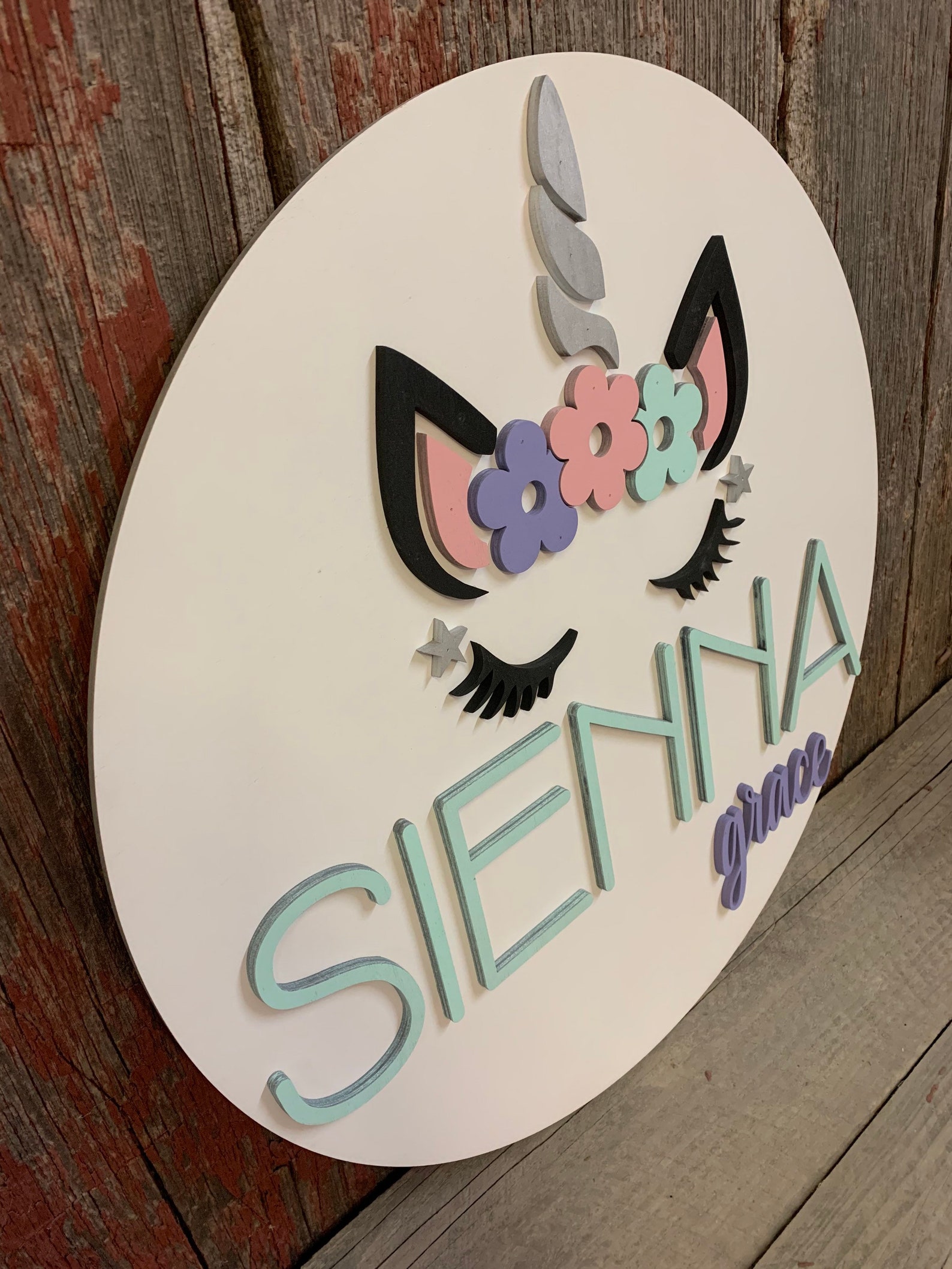 Unicorn Wood Name Sign, Nursery Decor, Silver, Princess, Unicorn Theme ...