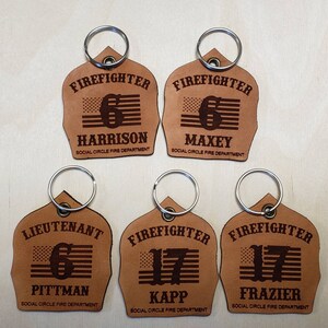 Personalized Firefighter Gift, Genuine Leather, Firefighter Keychain ...