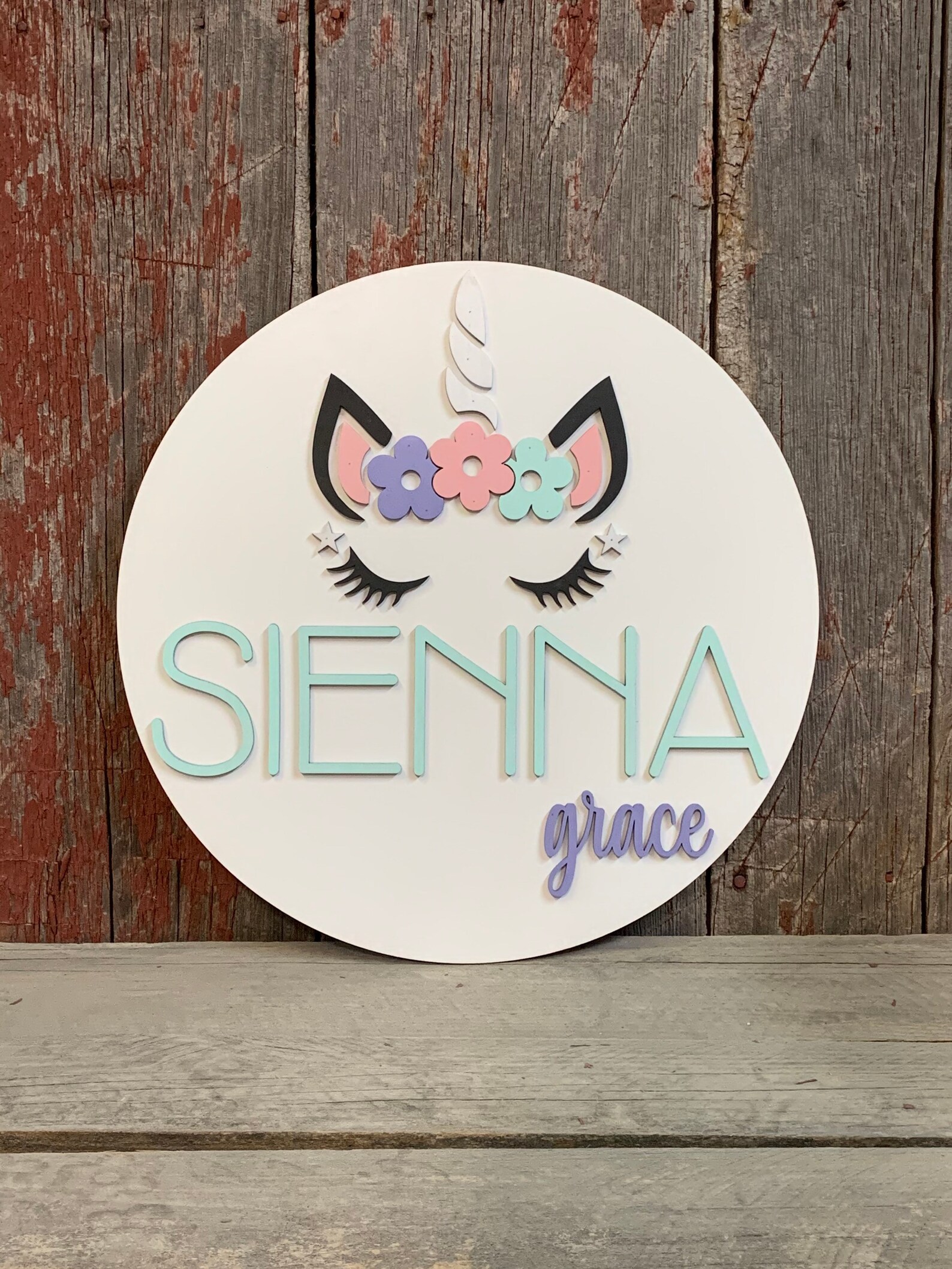 Unicorn Wood Name Sign, Nursery Decor, Silver, Princess, Unicorn Theme ...