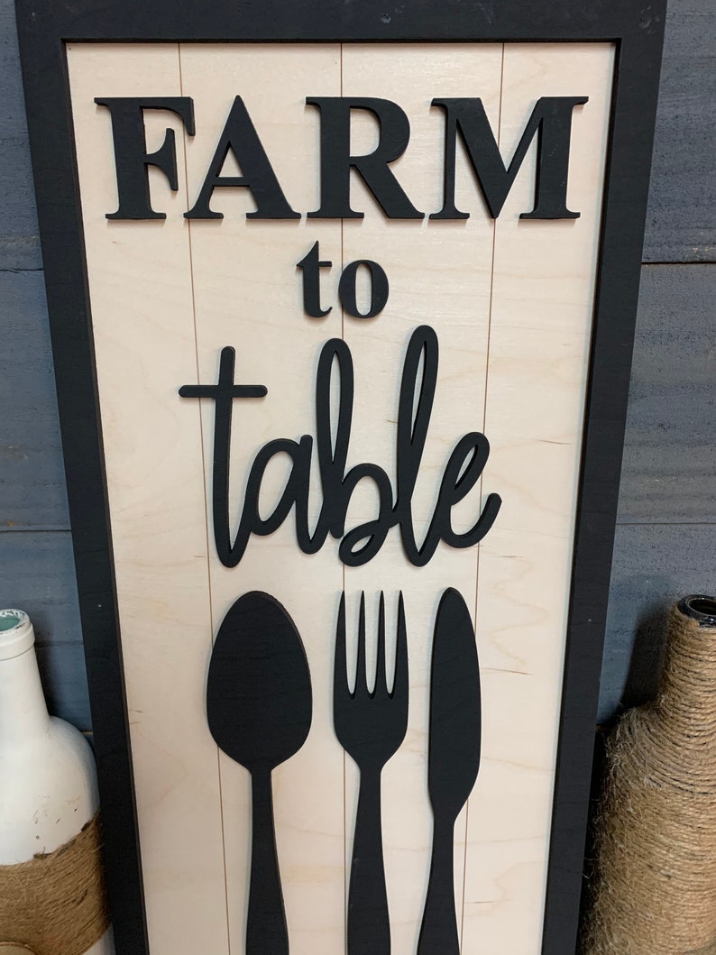 Farm to Table Wood Sign Kitchen Decor - Etsy