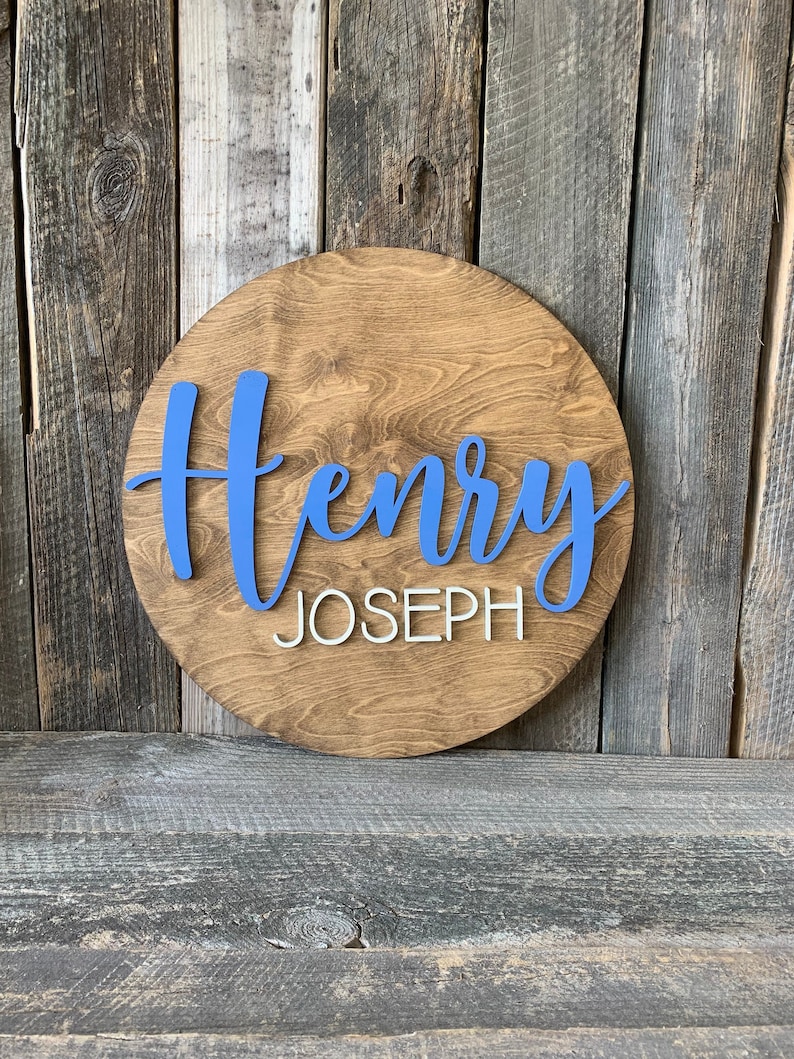 Nursery Wood Name Sign Round Wood Name Sign Wooden Name - Etsy