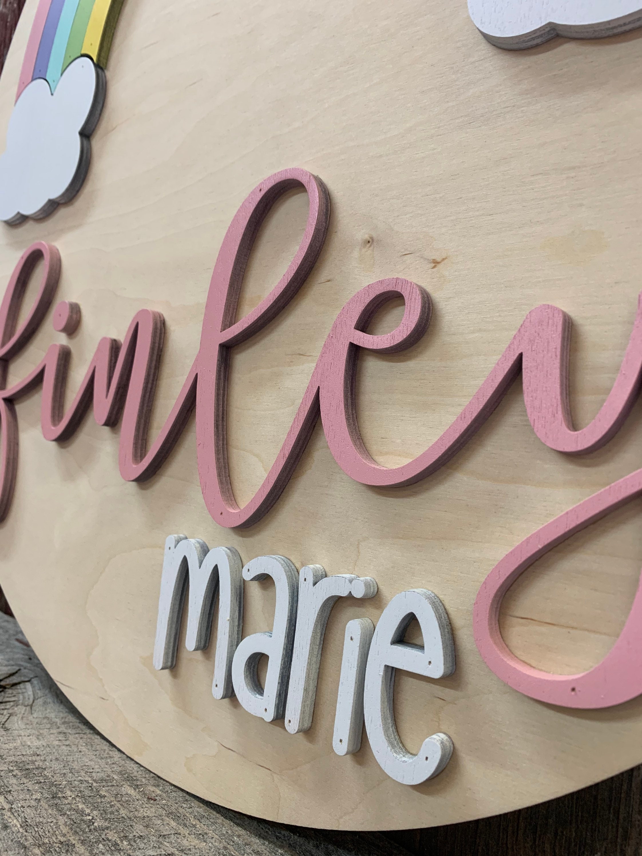 Rainbow Wood Name Sign Nursery Decor 20'' Name Sign | Etsy