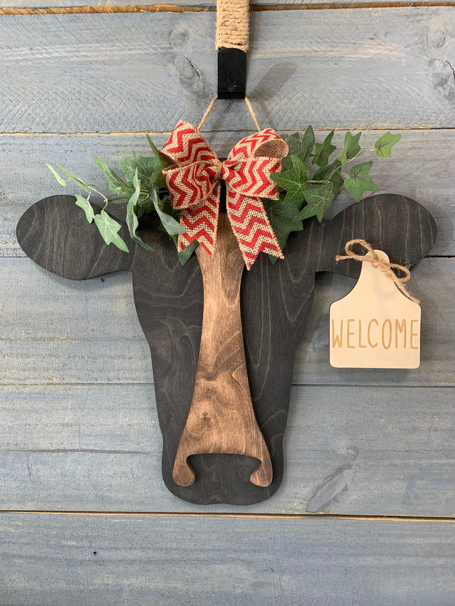 Cow Door Hanger Wooden Door Hanger Welcome Door Decor - Etsy