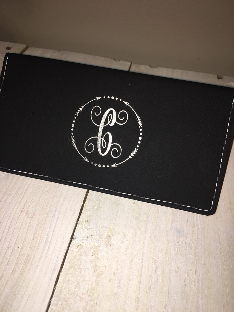 Leather Checkbook Cover Monogram - Etsy