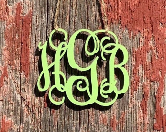 3-letter Monogram, Car Monogram, Rearview Mirror Monogram, Wooden ...