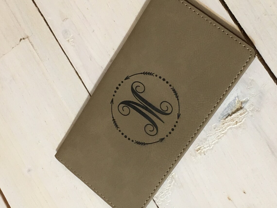 Leather Checkbook Cover Monogram | Etsy
