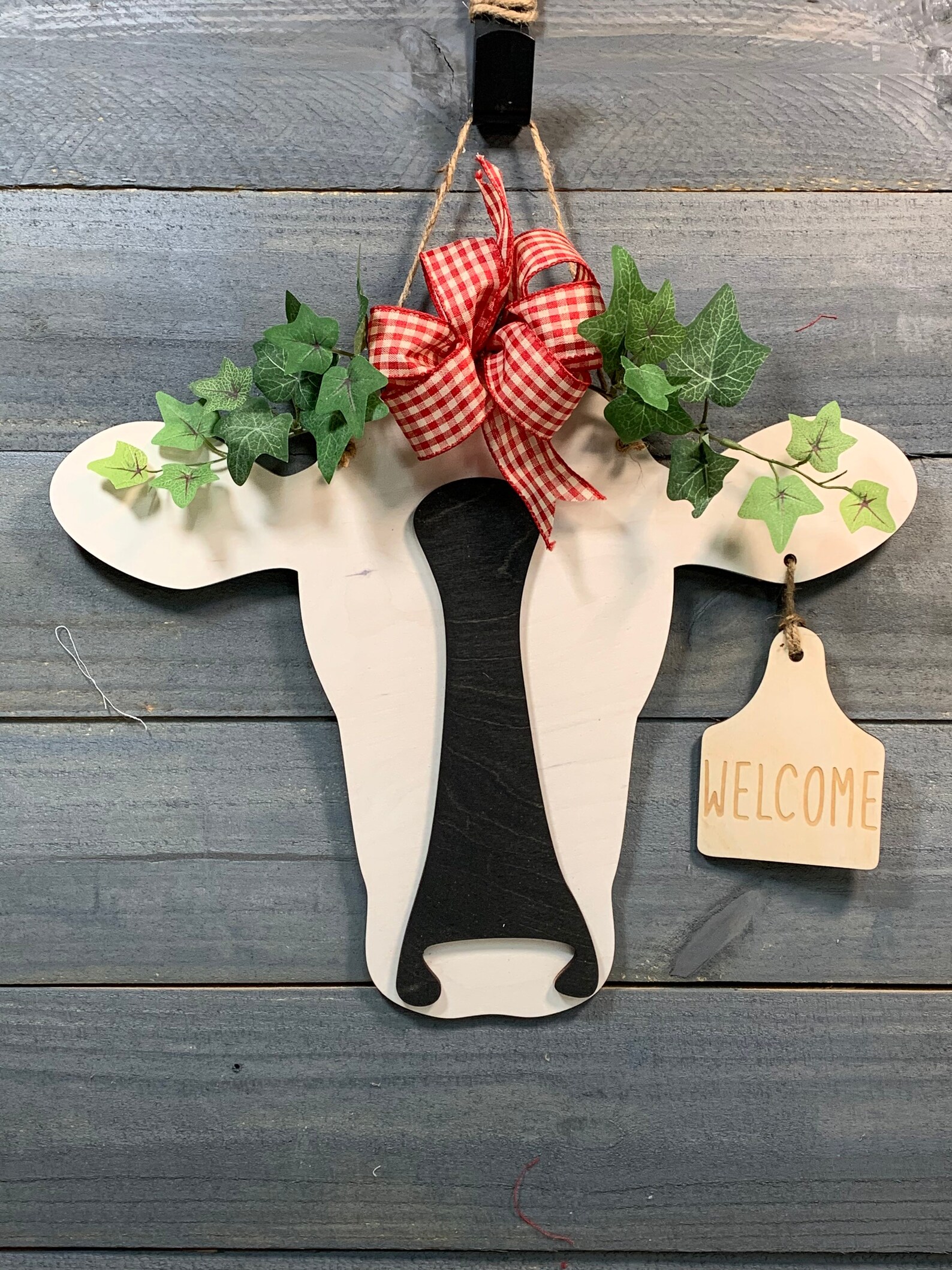 Cow Door Hanger Wooden Door Hanger Welcome Door Decor - Etsy