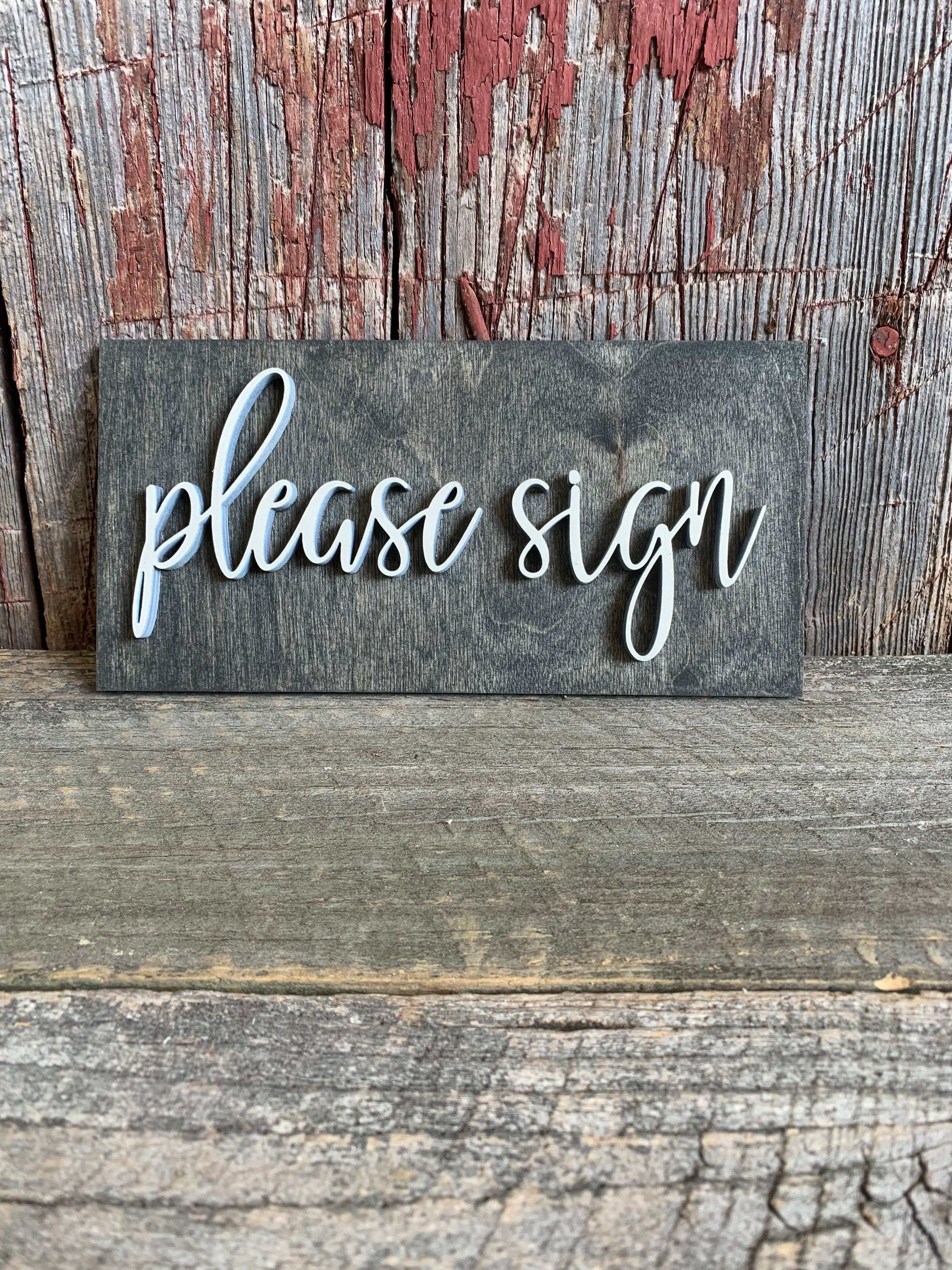 Please Sign Wedding Wood Sign Wood Guest Book Alternative | Etsy