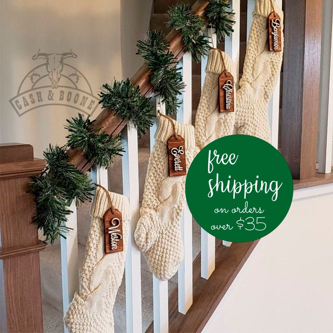 Christmas Stocking Name Tags - Wooden Name Tags - Gift Tags - Wooden ...