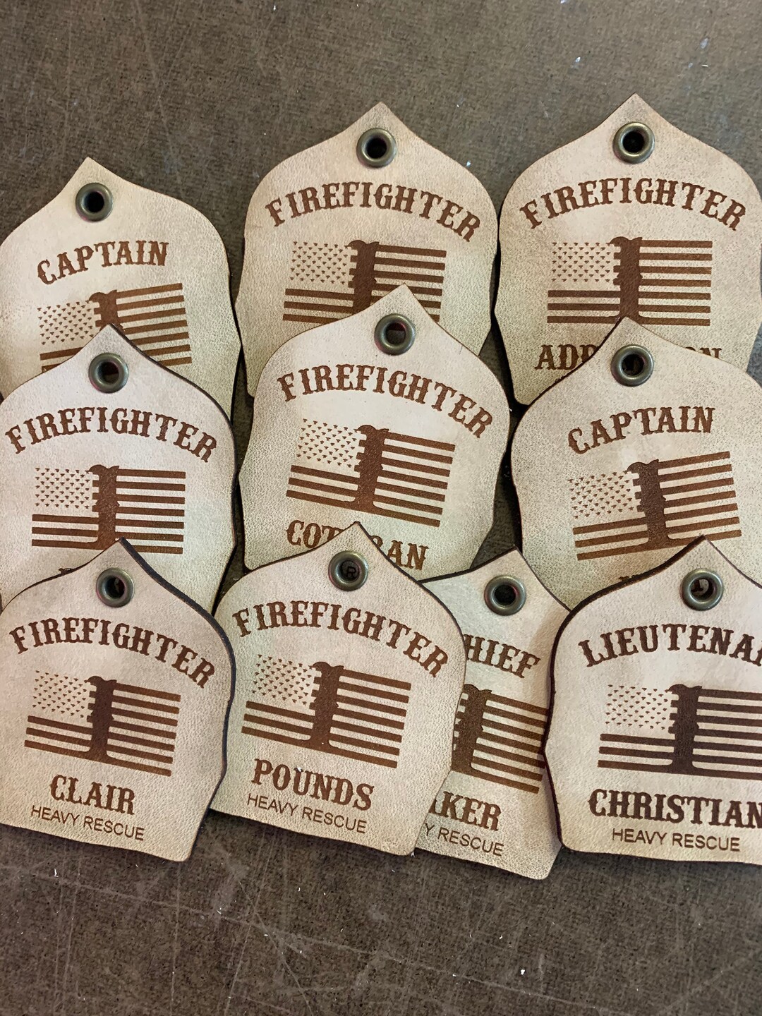Personalized Firefighter Gift, Genuine Leather, Firefighter Keychain ...