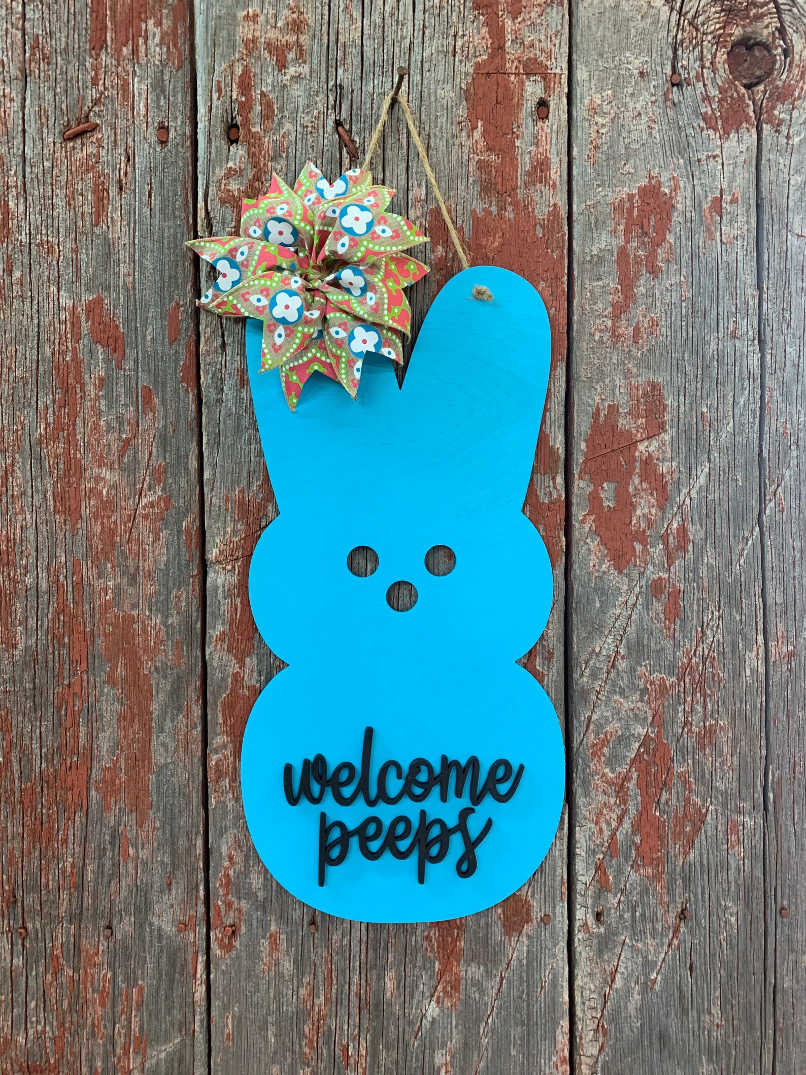 Easter Door Hanger Wooden Welcome Sign Peeps Welcome Door - Etsy