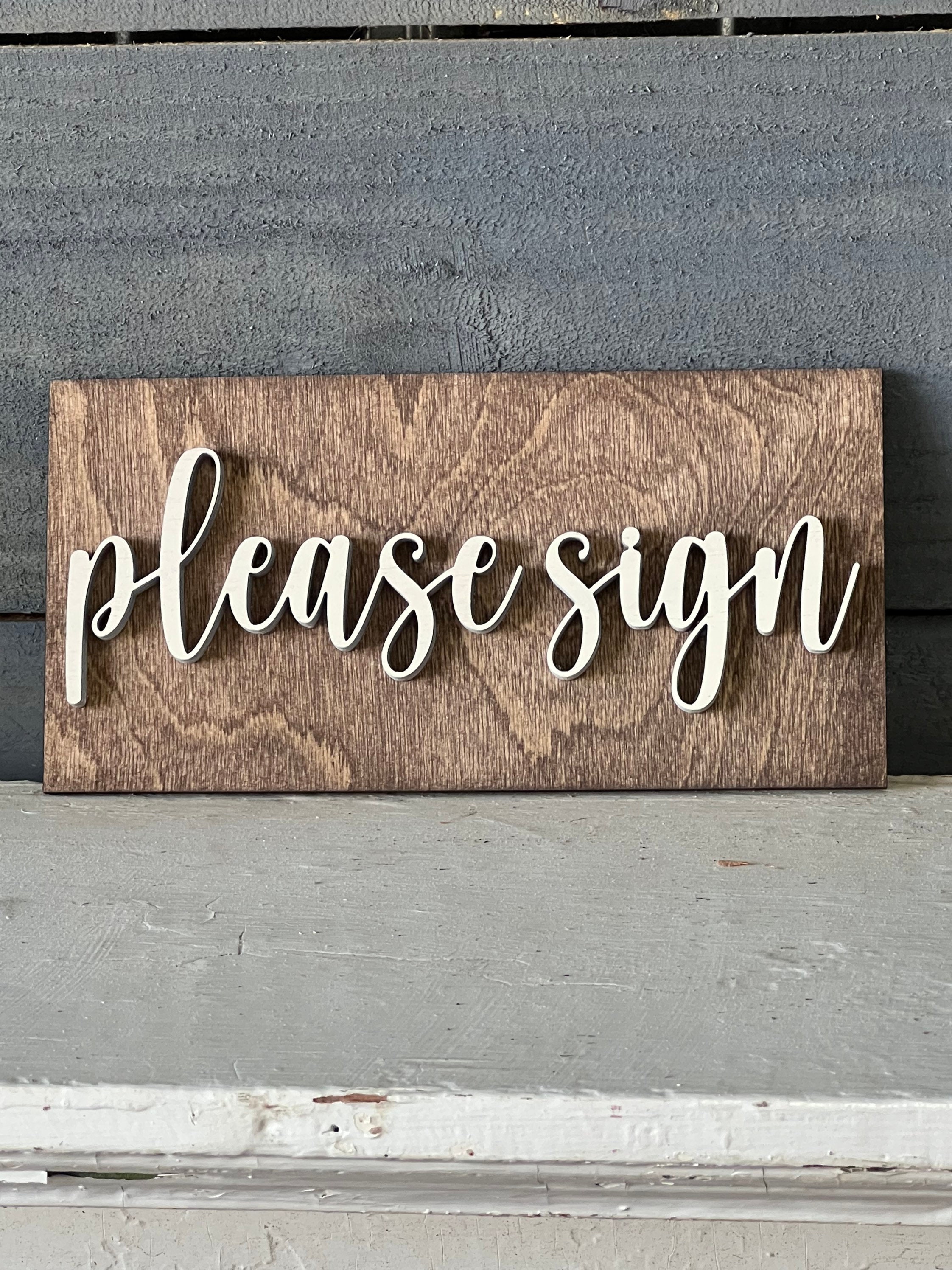 Please Sign Wedding Wood Sign Wood Guest Book Alternative | Etsy