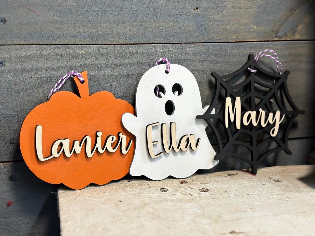 BOO Basket Tag, Halloween Tags, Name Tags, Wooden Name Tags, Pumpkin ...