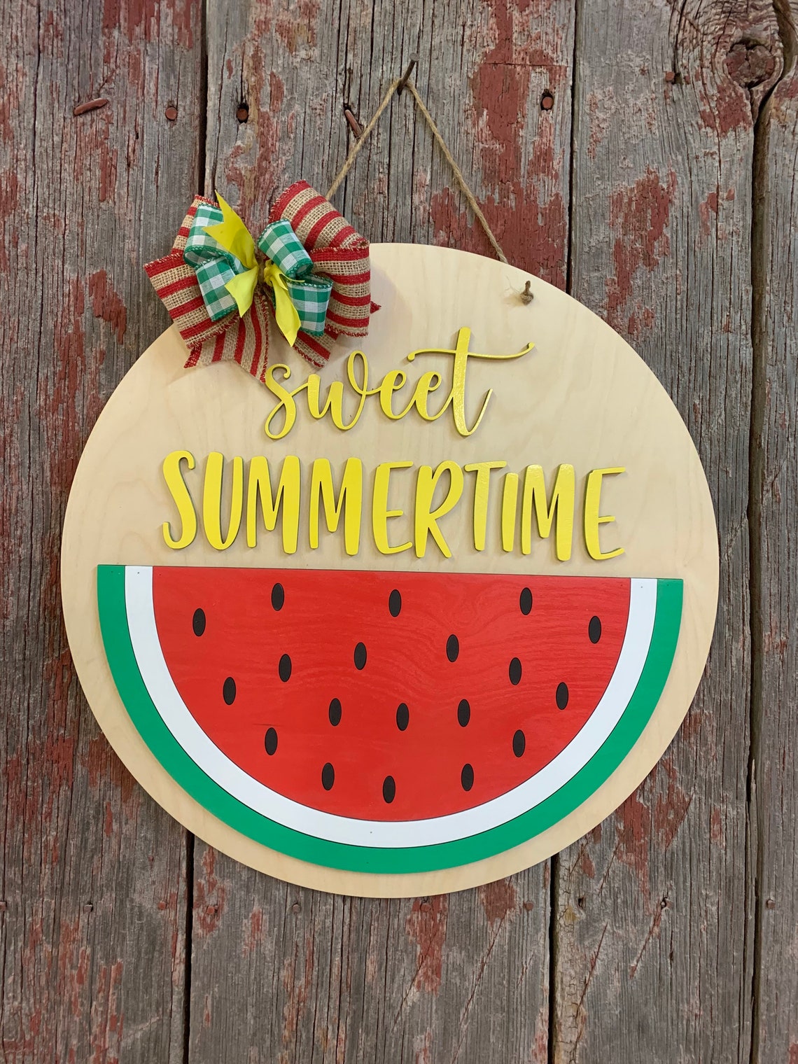 Summer Door Hanger Watermelon Wooden Door Hanger Hello Etsy
