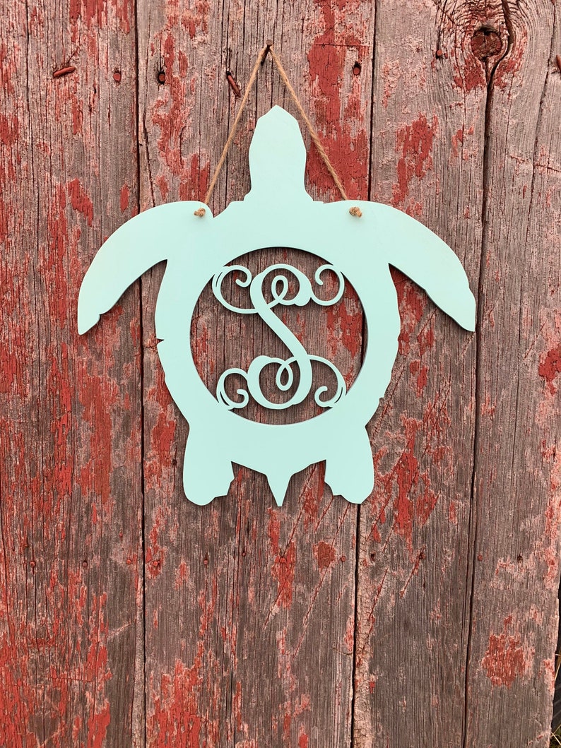 Turtle Door Hanger Wood Monogram | Etsy