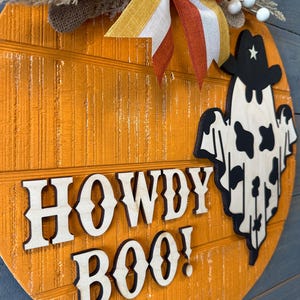 Halloween Decor, Western Cowboy Ghost, Howdy Boo! Pumpkin Fall Wood ...