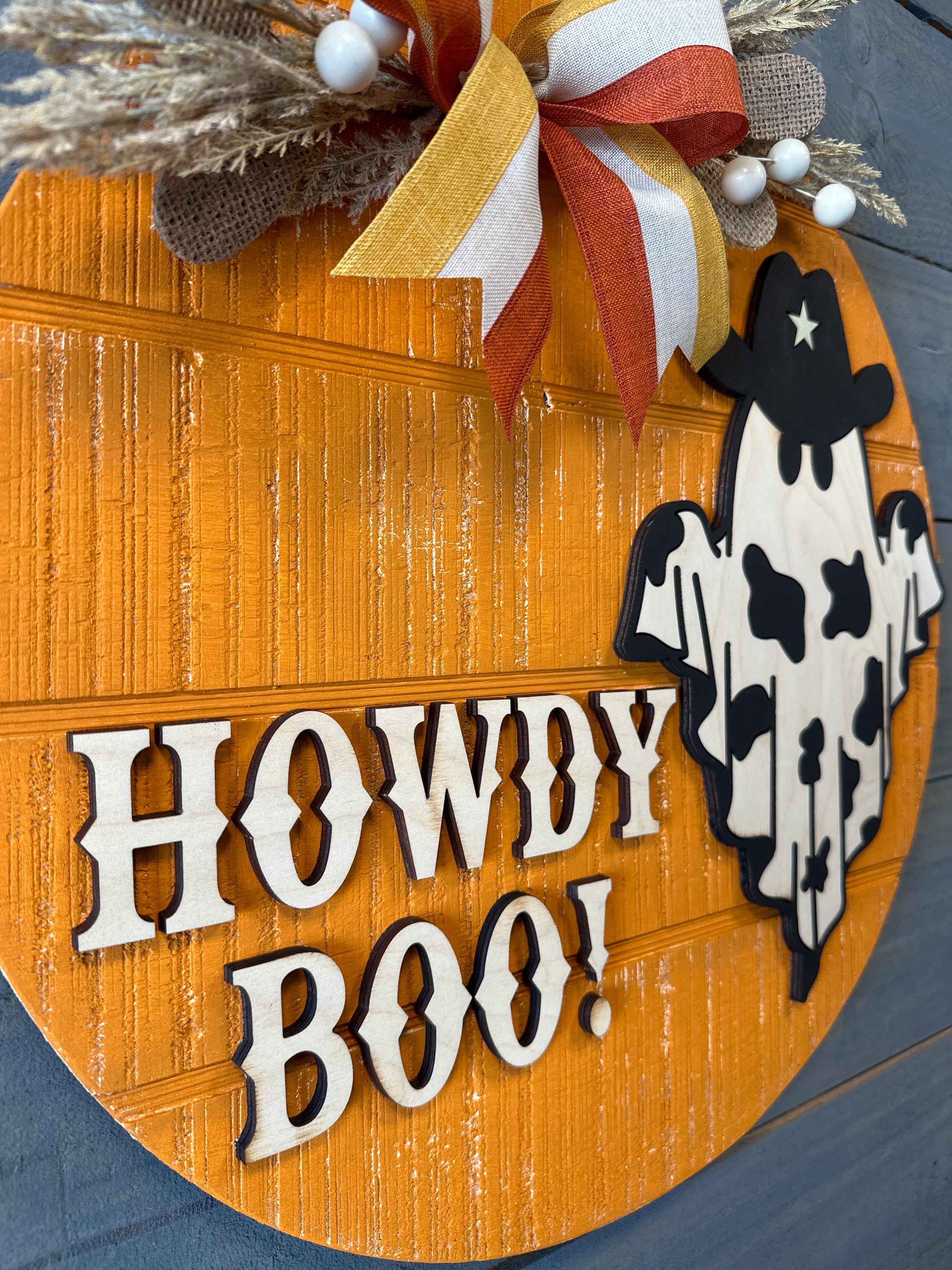 Halloween Decor, Western Cowboy Ghost, Howdy Boo! Pumpkin Fall Wood ...