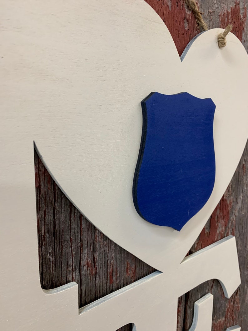 Police Door Hanger Wooden Door Hanger Thin Blue Line Family - Etsy